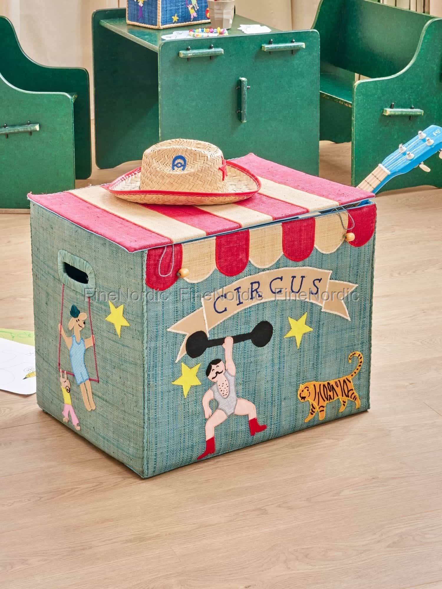 Rice Raffia Storage Box - Circus Theme - Extra Large - Foldable
