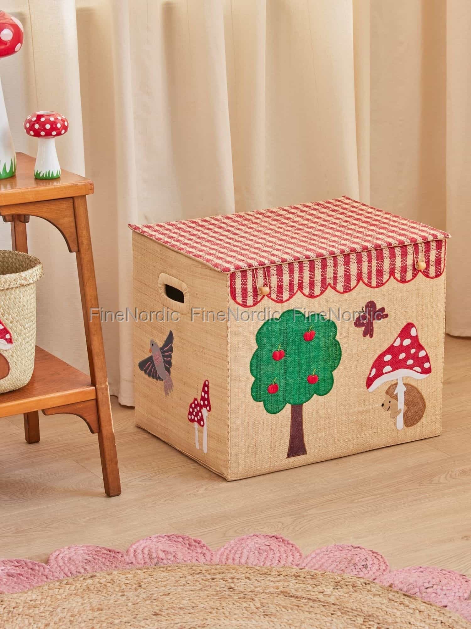 Rice Raffia Storage Box - "Happy Forest" Theme - Extra Large - Foldable