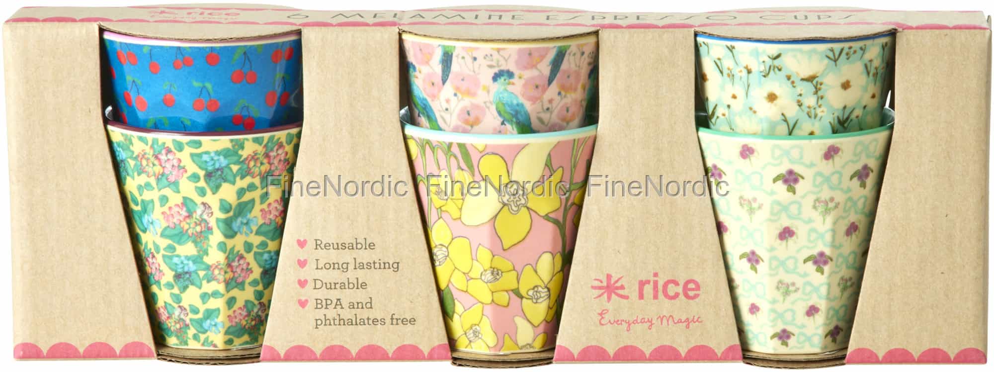 Rice Melamine Espresso Cups - "Show Your True Colors" - Set of 6 in Giftbox