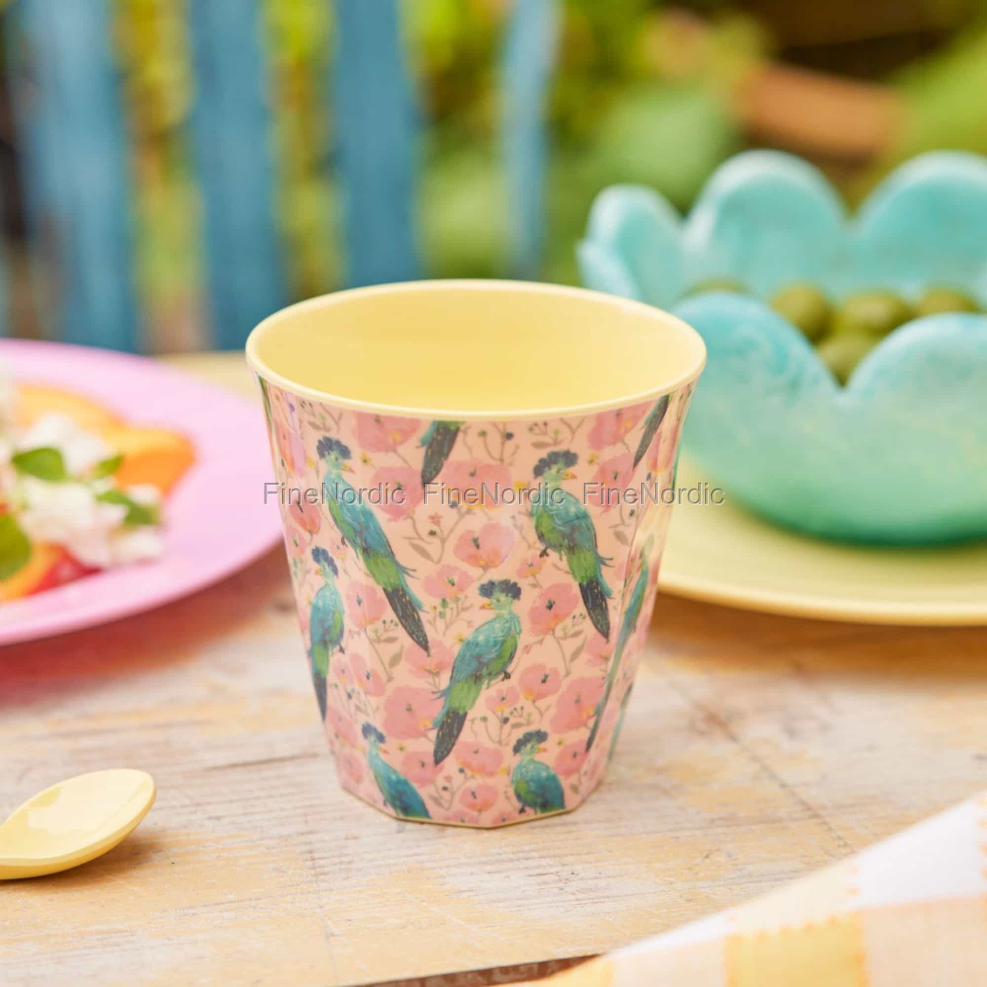 Rice Melamine Cup - "Exotic Bird" - Medium