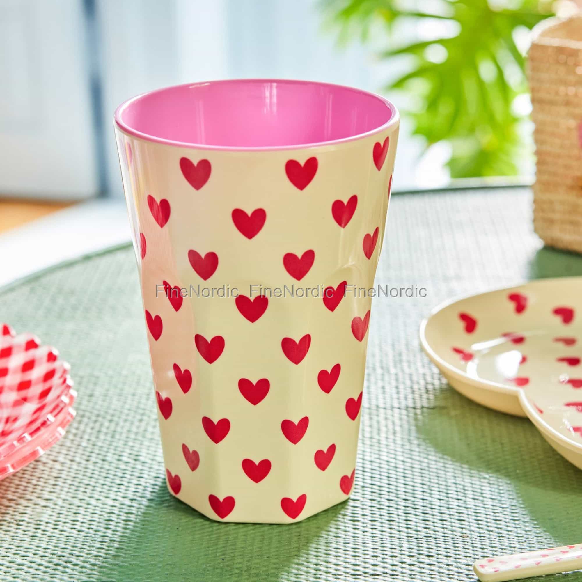 Rice Melamine Cup - "Darling Hearts" - Tall