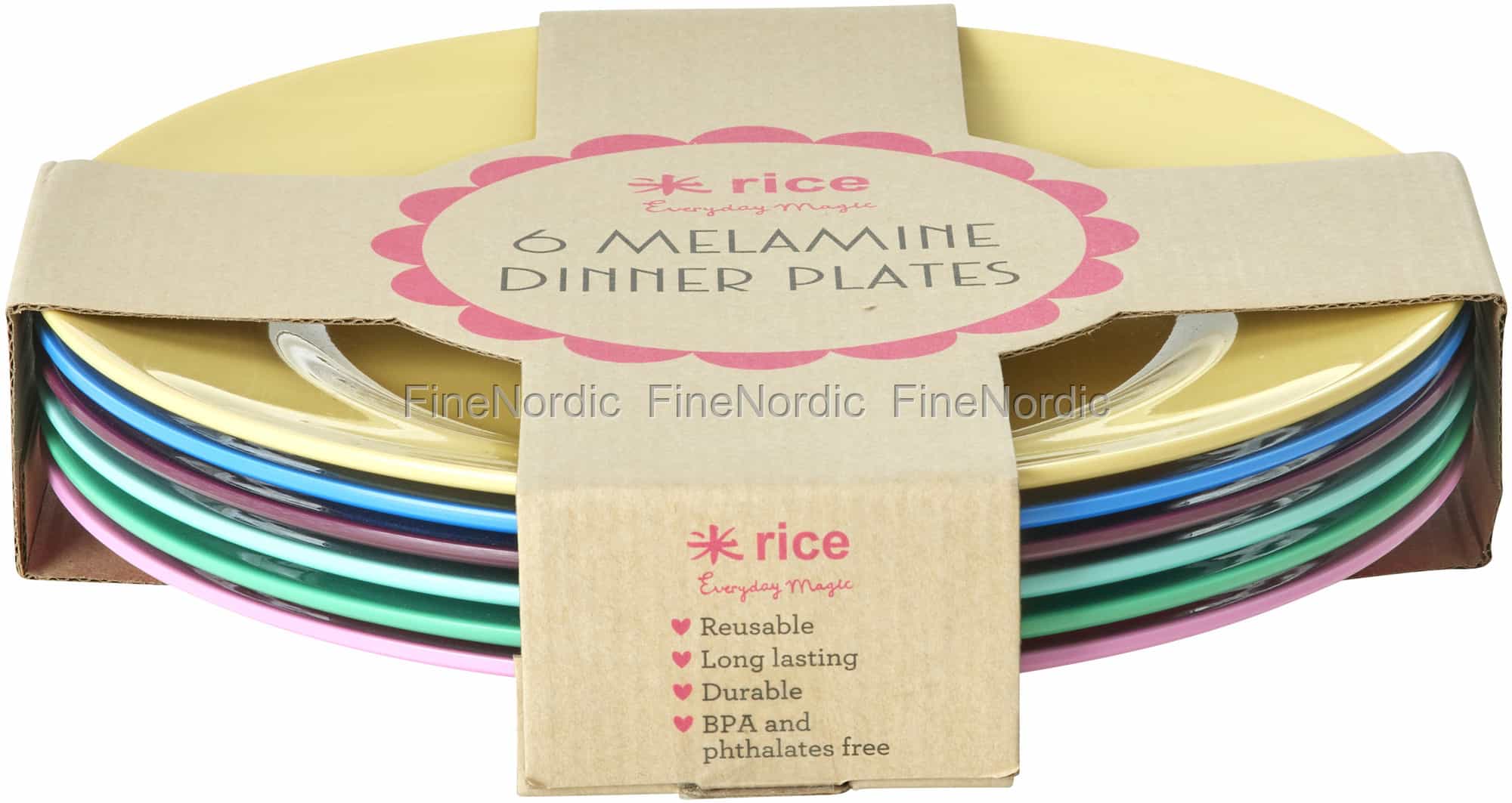Rice Melamine dinner plates - "Show Your True Colors" - Set of 6 in Giftbox