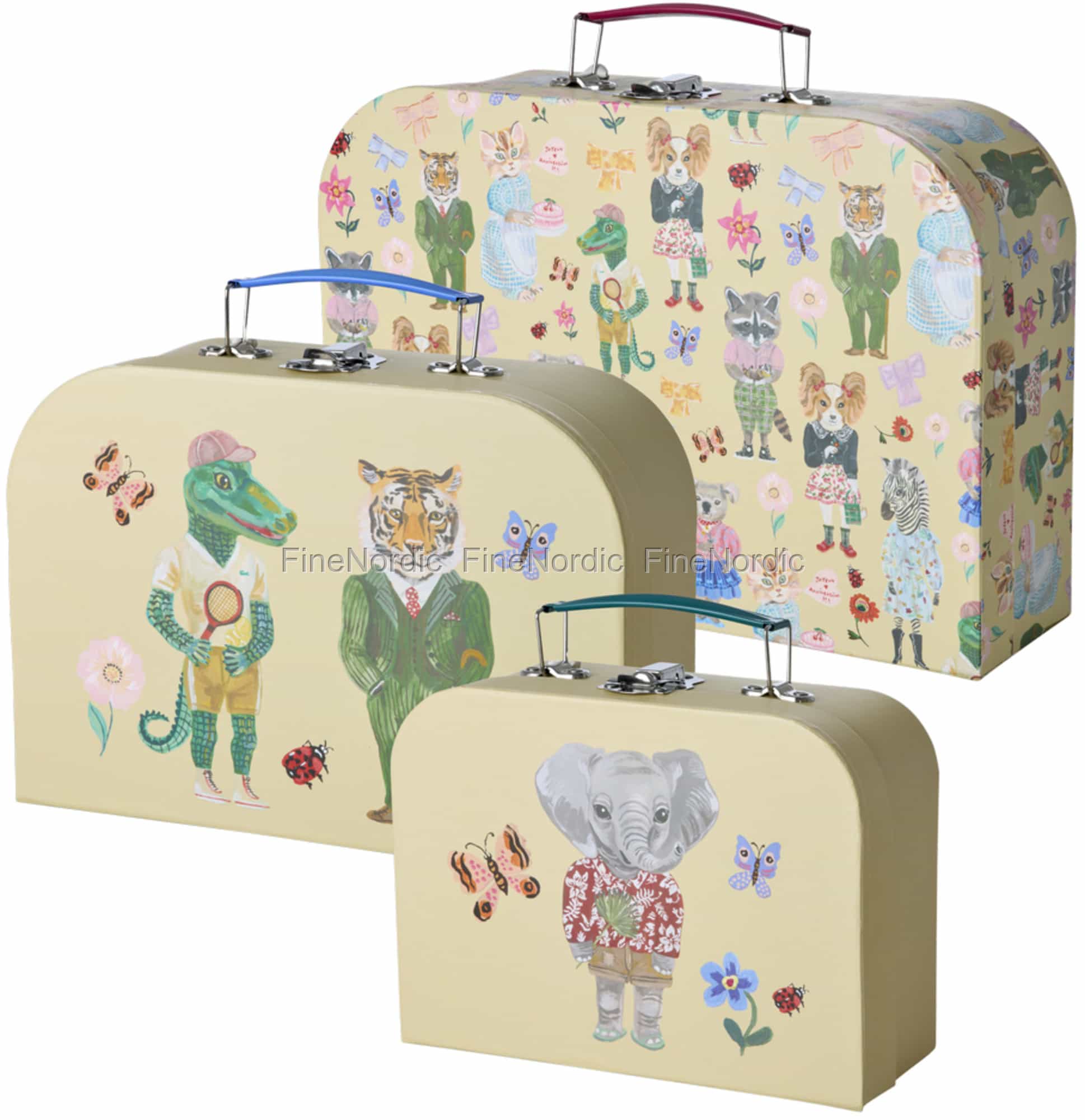 Rice Cardboard Suitcase "Nathalie Lété" Cream - Set of 3