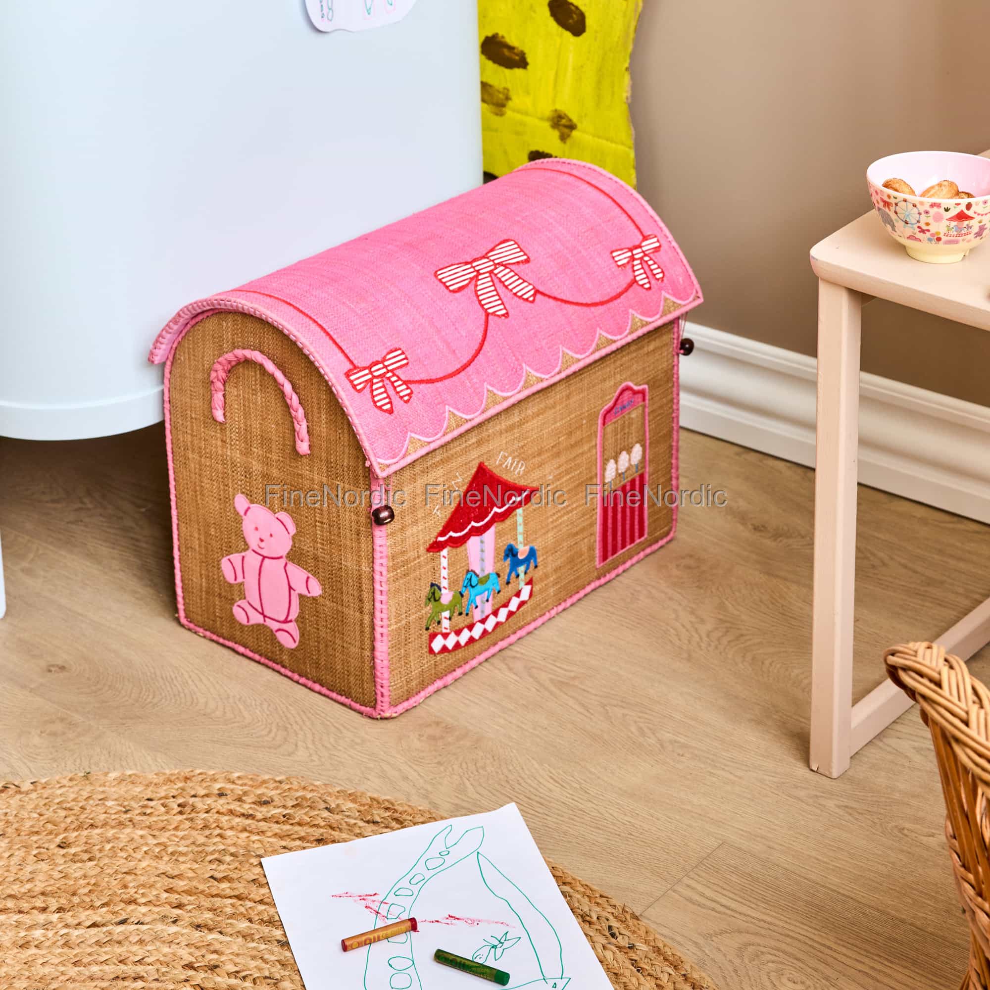 Rice Raffia Storage House - "Fun Fair" Theme Tea - Medium