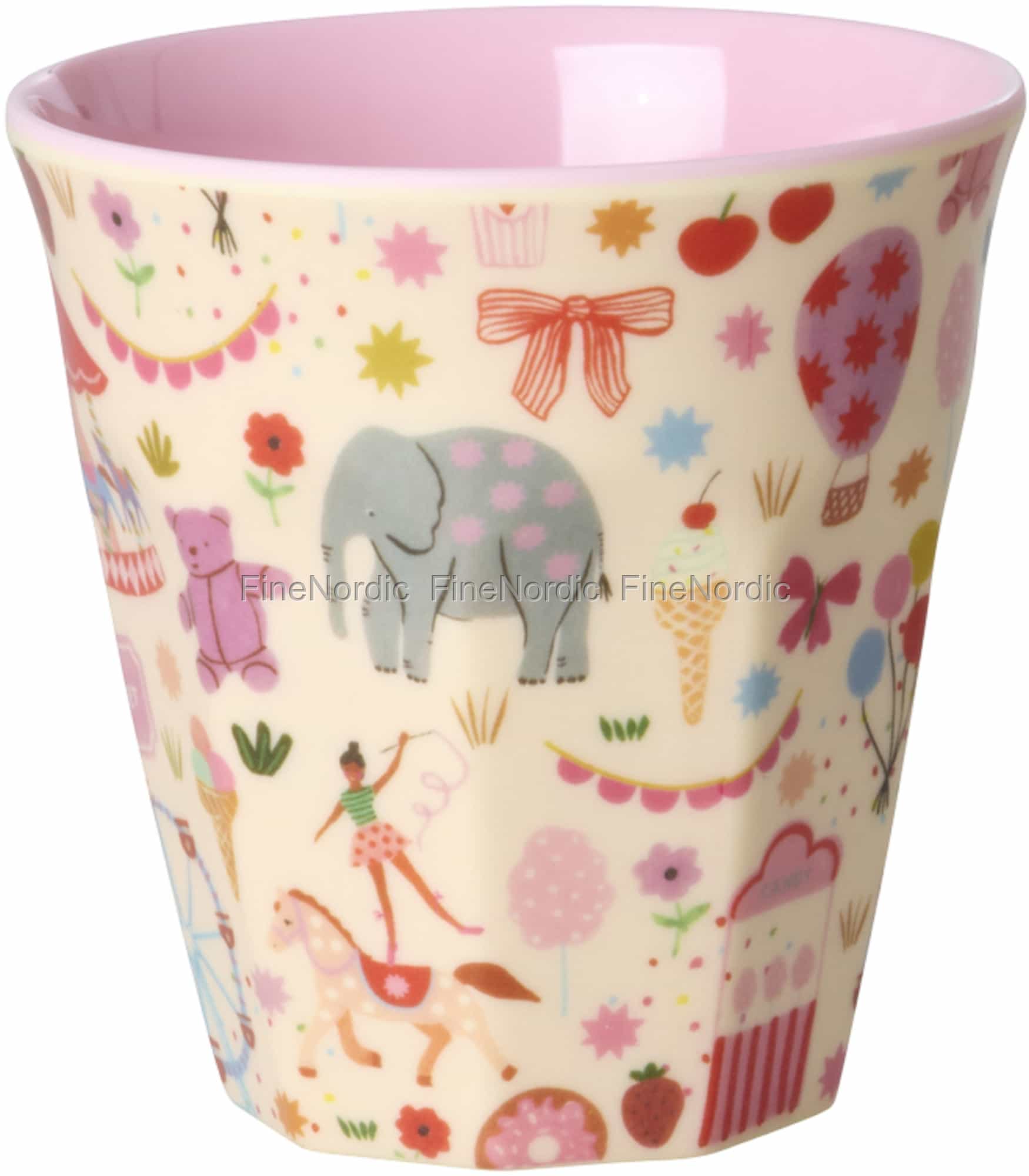 Rice Melamine Kids Cup - "Fun Fair" - Pink - Small