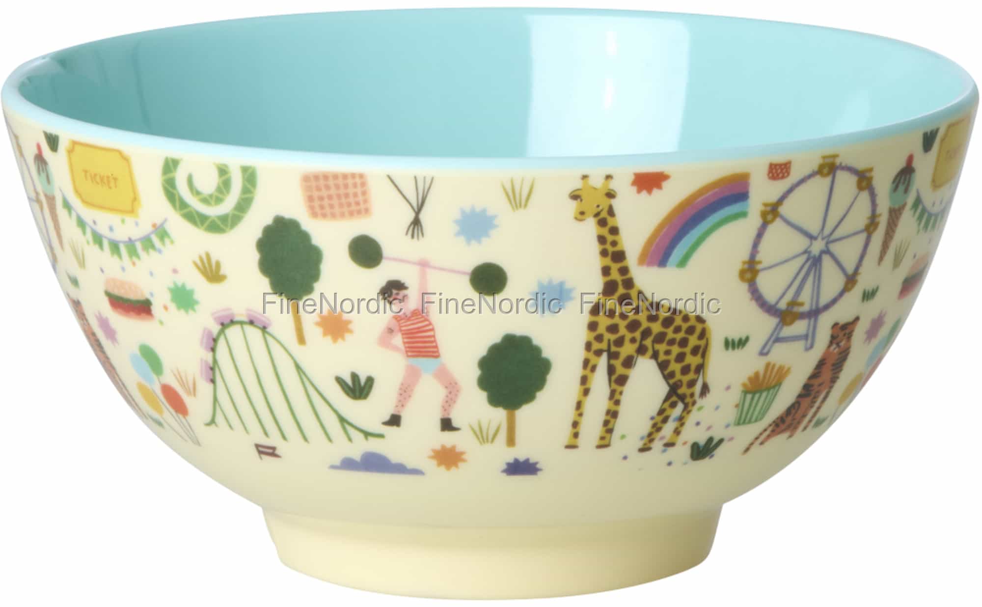 Rice Melamine Bowl - "Fun Fair" Mint - Medium