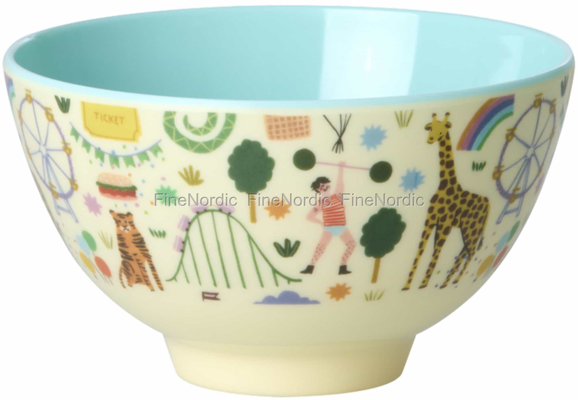 Rice Melamine Bowl - "Fun Fair" - Mint- Small