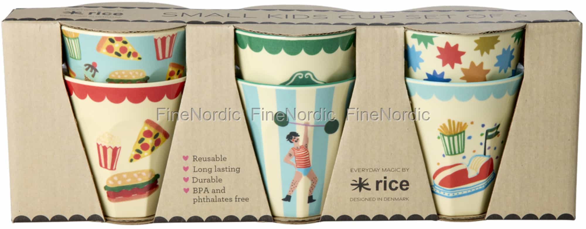 Rice Melamine Cups - "Fun Fair" - Mint - Small - Set of 6 in Giftbox