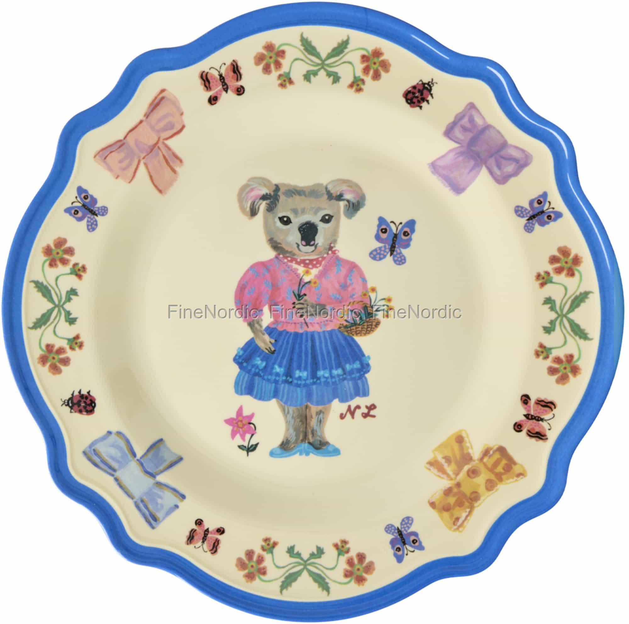 Rice Melamine Dinner Plate Vintage "Nathalie Lété" - Blue