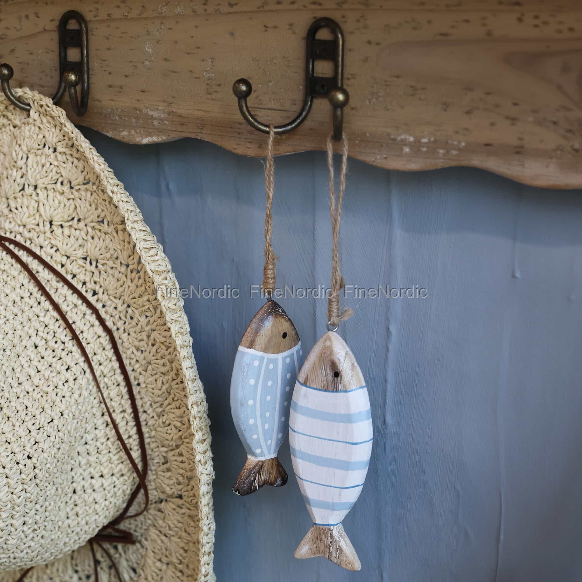 Chic Antique Fish for Hanging Set of 2 Ocean