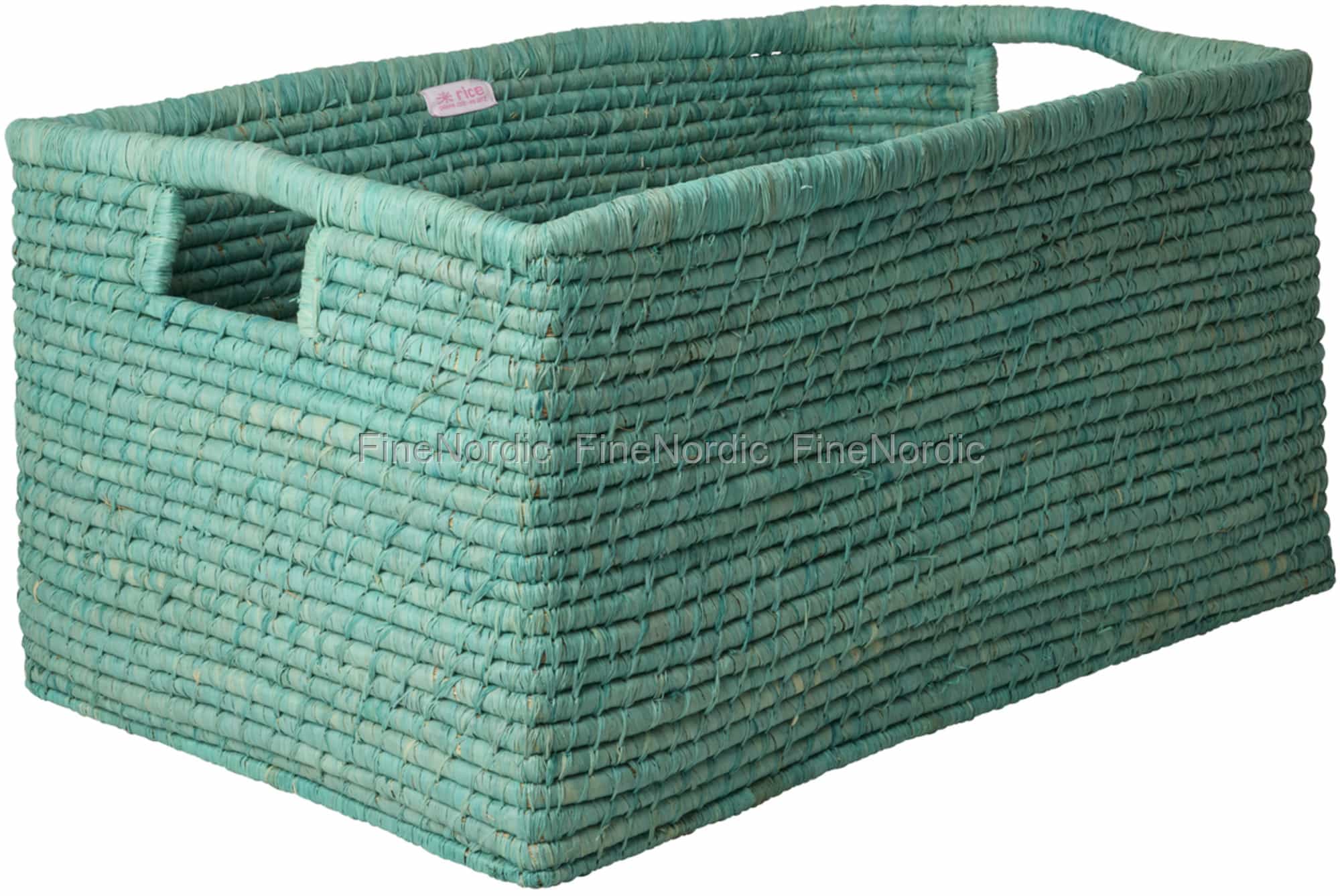 Rice Raffia Basket - Rectangular - Green - XL