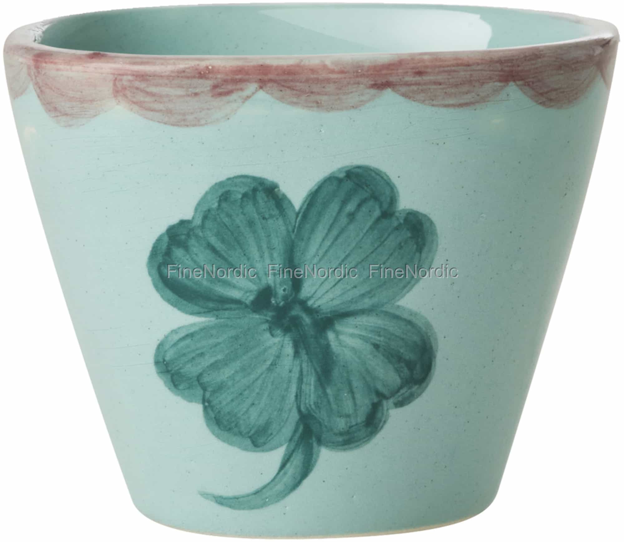 Rice Ceramic Oval Espresso Cup - Handpainted - "Good Luck Clover ...