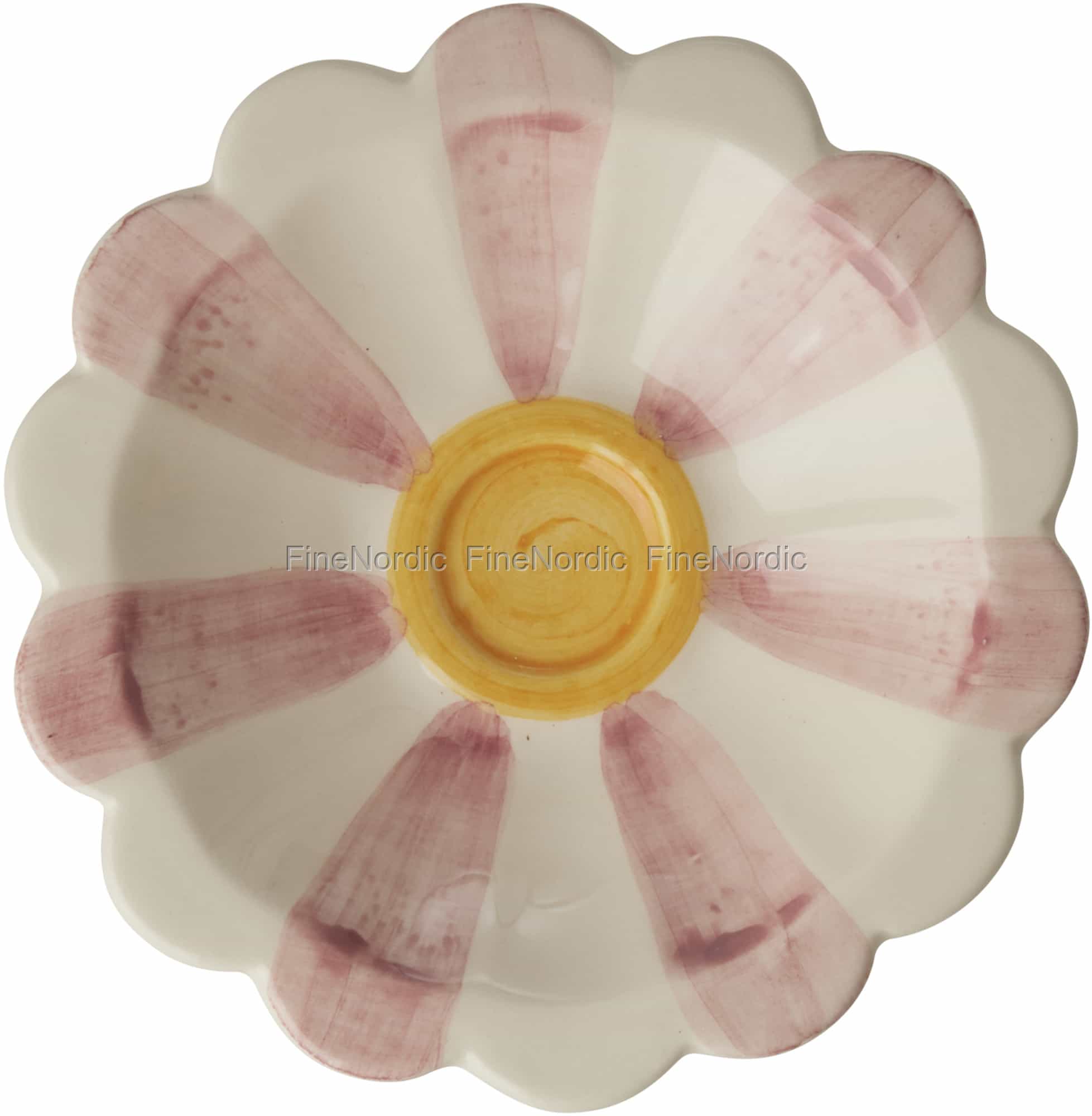 Rice Ceramic Dipping Bowl - Handpainted - "Stripes" - Pink