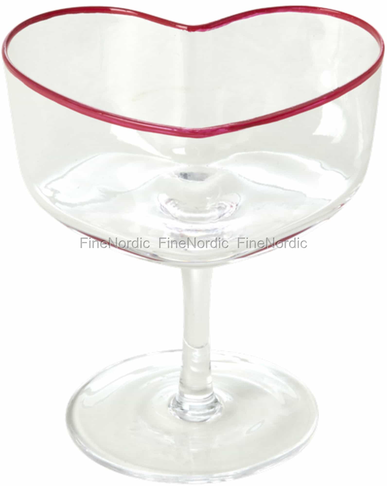 Rice Champagne Coupe Glass - Heart Shape - Red Rim