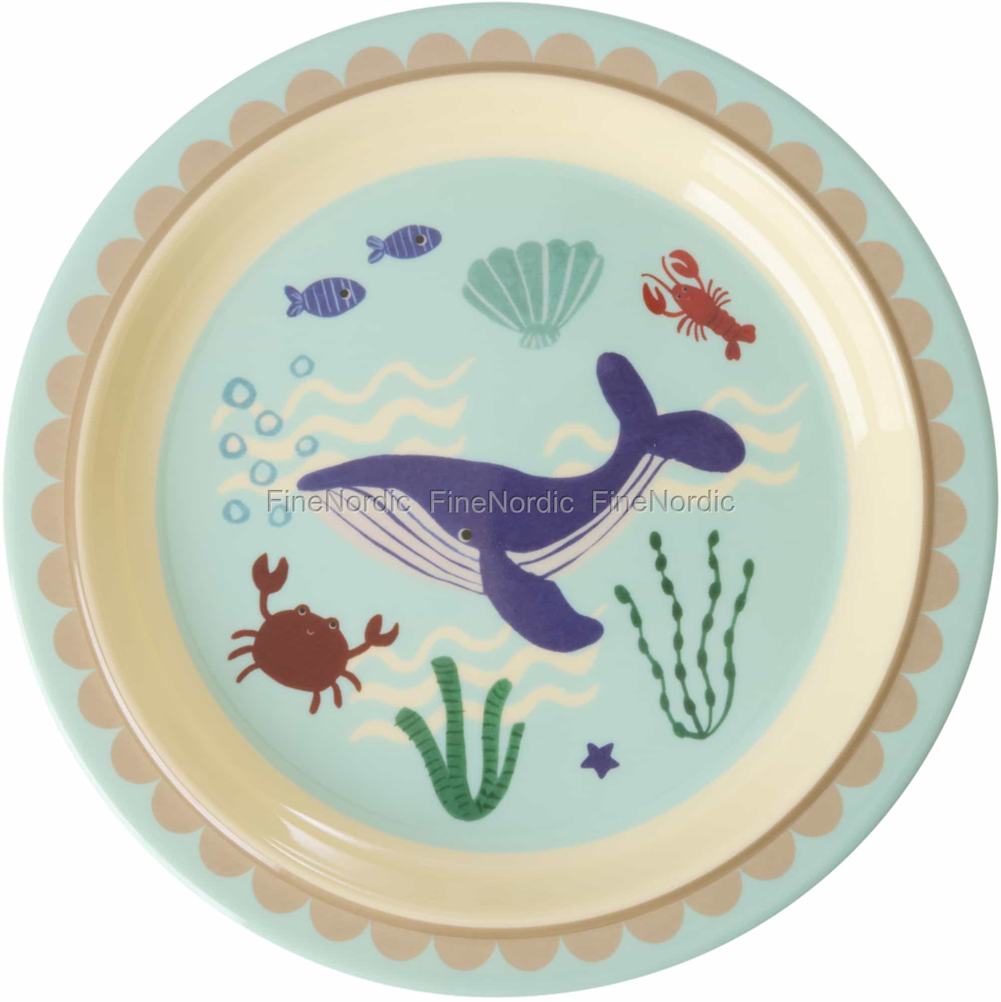 Rice Melamine Kids Plate - "Ocean" - Blue