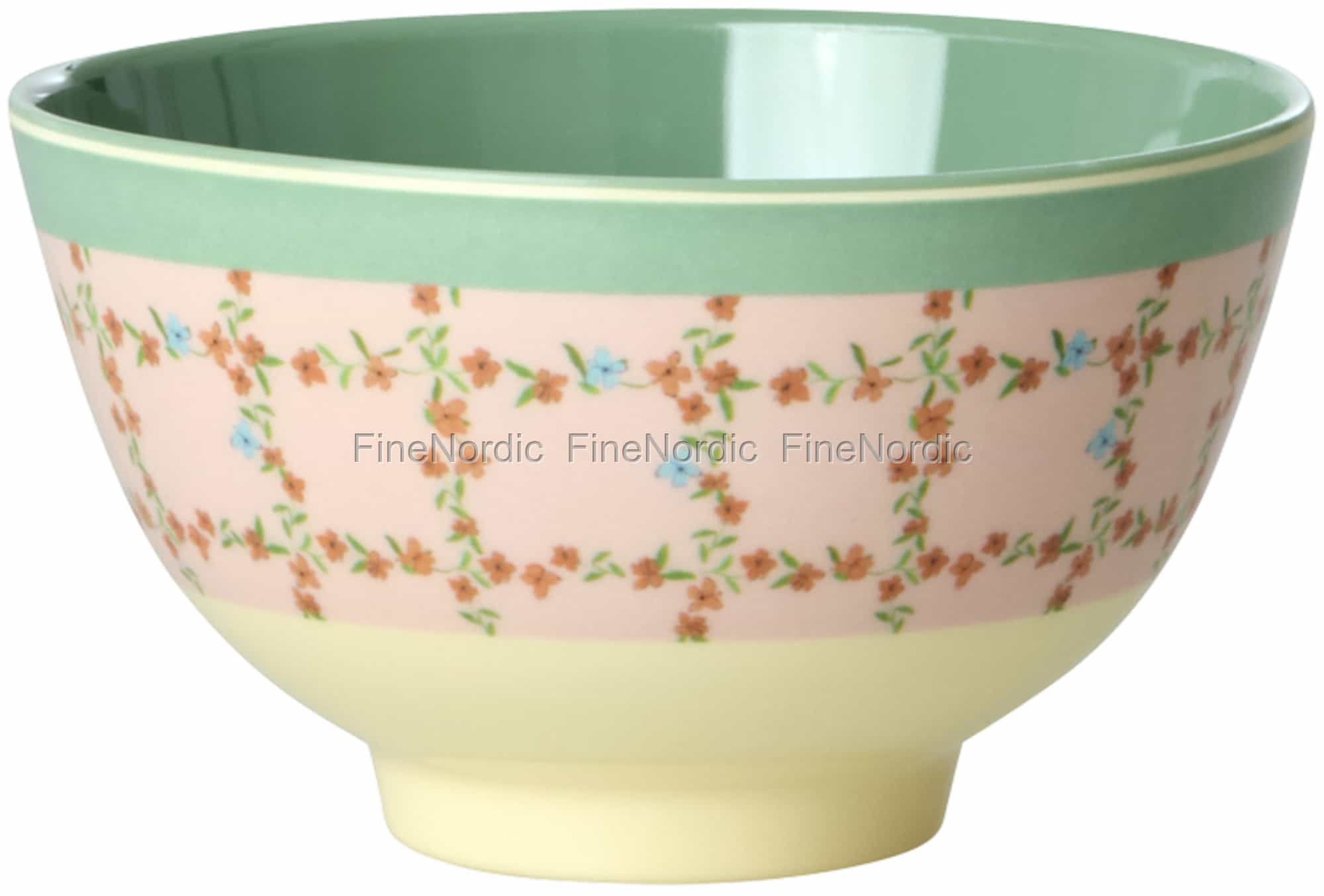 Rice Melamine Bowl - "Checkered Stencil" - Soft Pink - Small