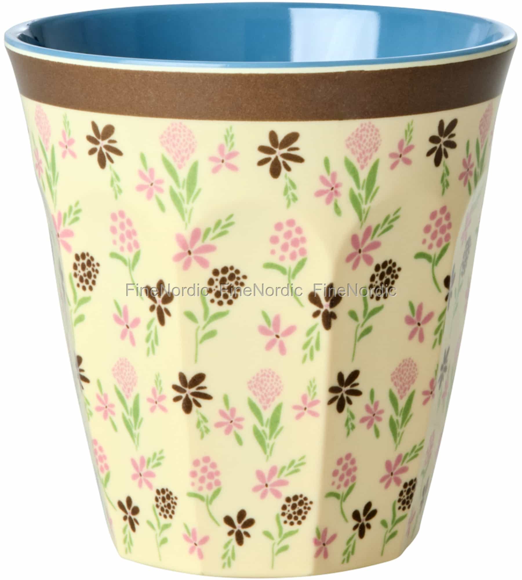 Rice Melamine Cup - "Hacienda Flower" - Cream - Medium