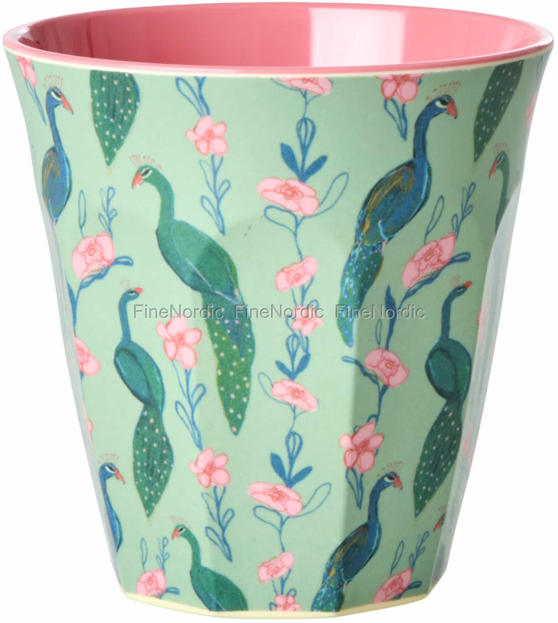 Rice Melamine Cup - "Peacock Power" - Green - Medium