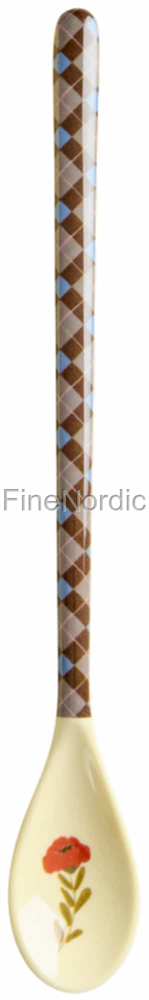 Rice Melamine Latte Spoon - "Gorgeous Tile" - Soft Brown