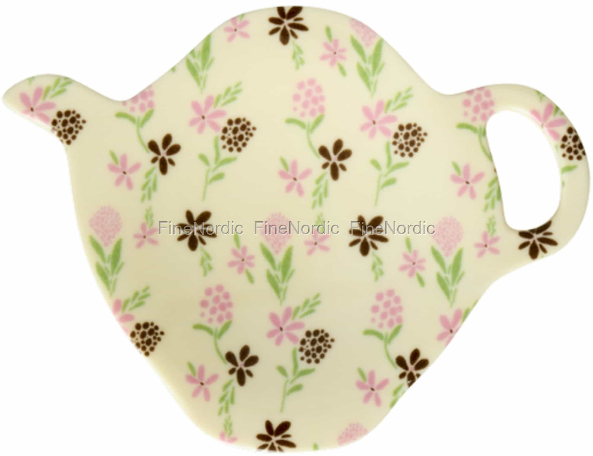 Rice Melamine Tea Bag Plate - "Hacienda Flower" - Cream