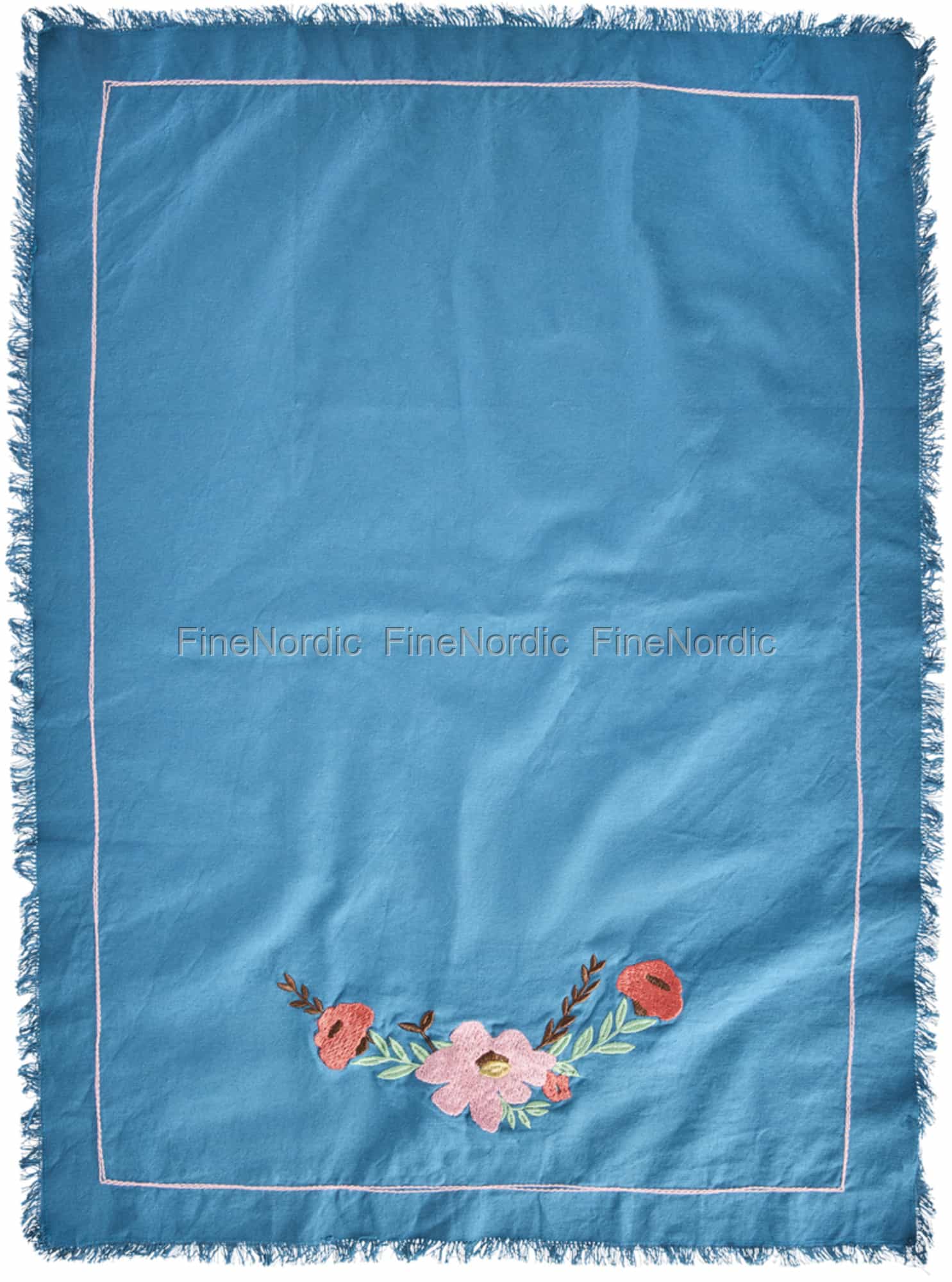 Rice Tea Towel - "Flower Vine" - Petrol