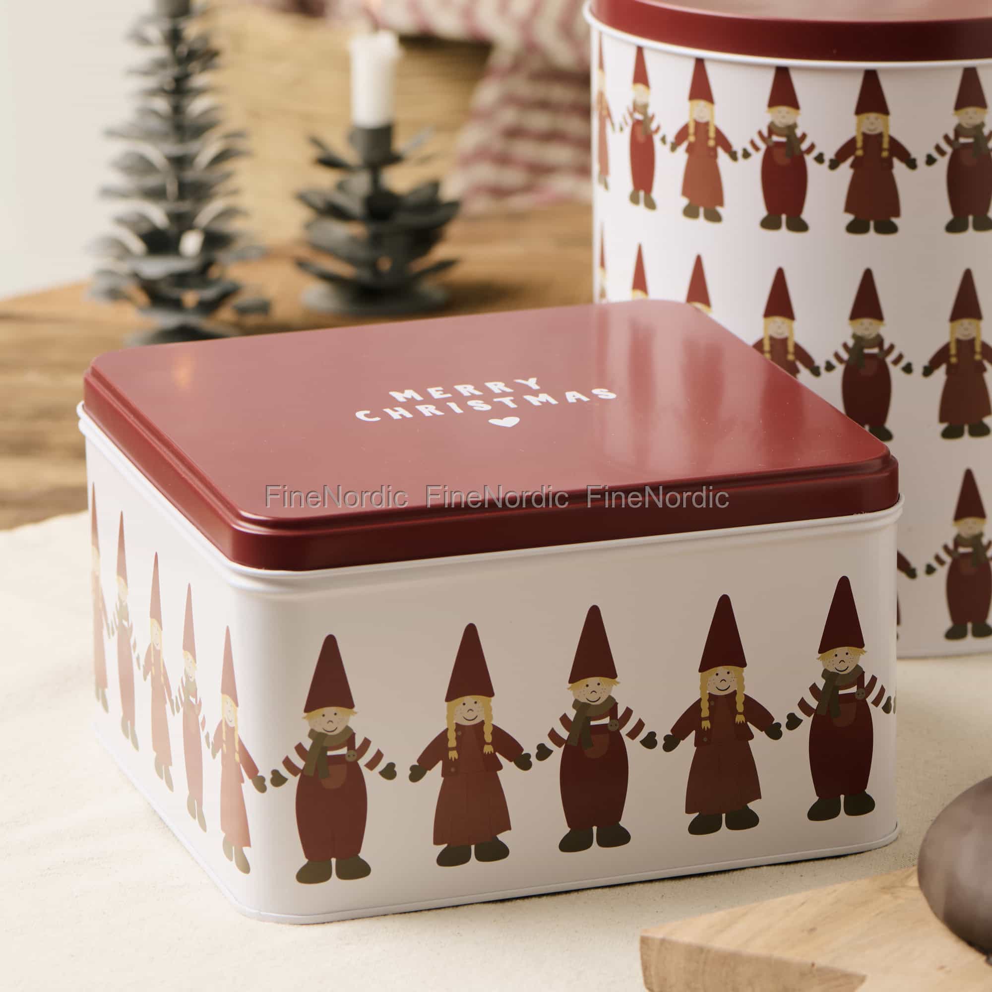 Christmas Cake Tin with Elves | Ib Laursen | Square