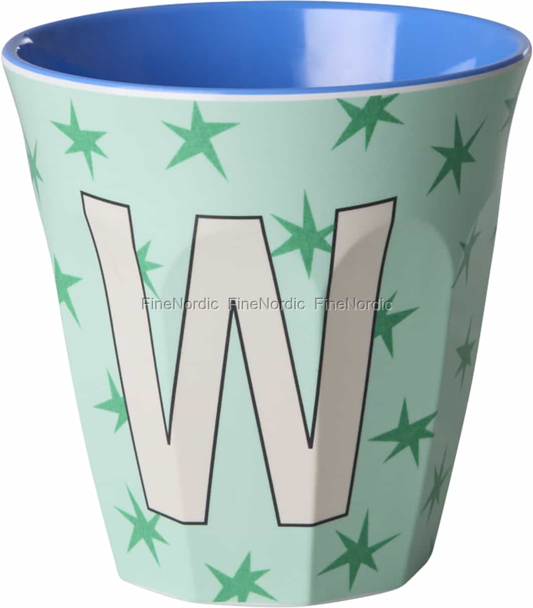 Rice Melamine Cup - Letter W - Alphabet - Stars
