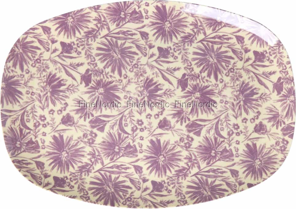Rice Melamine Plate - Rectangular "Flower Press"