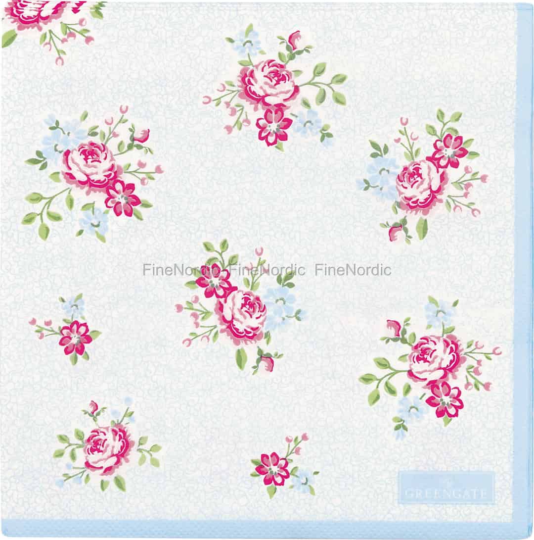 GreenGate Paper Napkins "Nikolina Pale Blue" Large 20 pcs